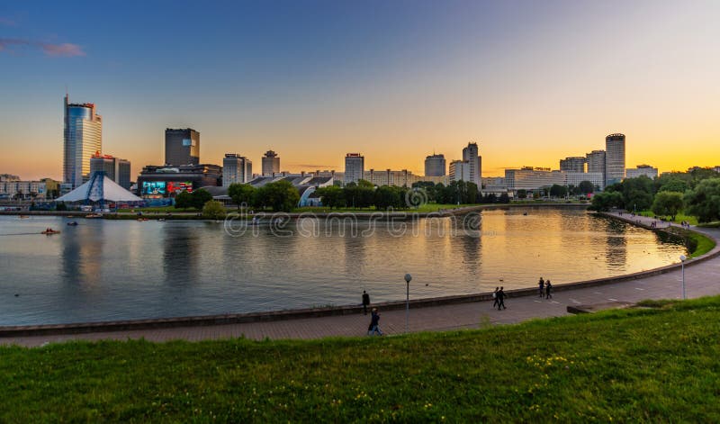 MINSK, BELARUS: Modern Tall Building with Glass Facade in Minsk ...