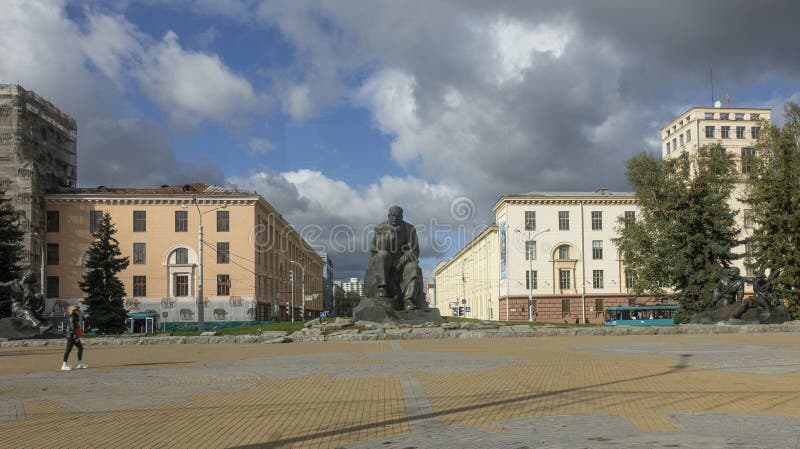 Yakub Kolas Square stock photo. Image of poet, belarus - 296517512