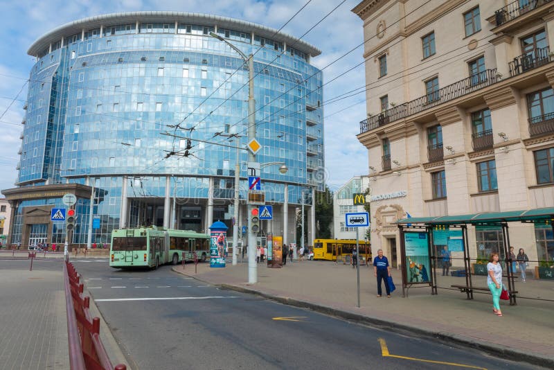 MINSK, BELARUS - SEPTEMBER 11, 2018: View of Center of Minsk. St ...