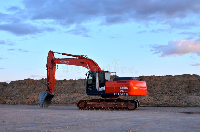 Tracked Excavator Hitachi ZAXIS 240LC Working at a Construction Site ...