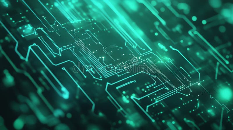 A Mint Abstract Background Showcasing a Digital Circuit Pattern in ...
