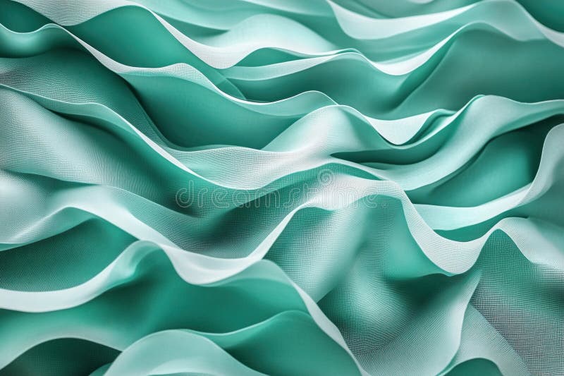 Mint Aqua Fabric with Flowing Waves and Folds Stock Image - Image of ...