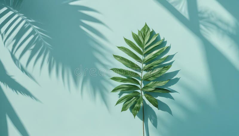 Mint Blue Cement Texture Wall Leaf Plant Shadow Background Stock ...