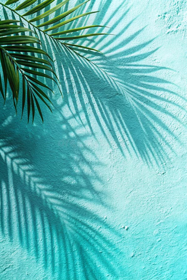 Mint Blue Cement Texture Wall with Leaf Plant Shadow Stock Illustration ...