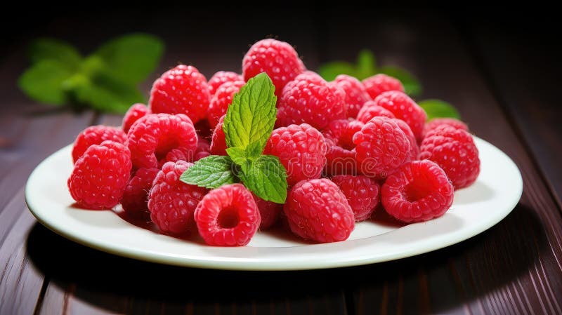 Mint bunch raspberry fruit stock illustration. Illustration of visually ...