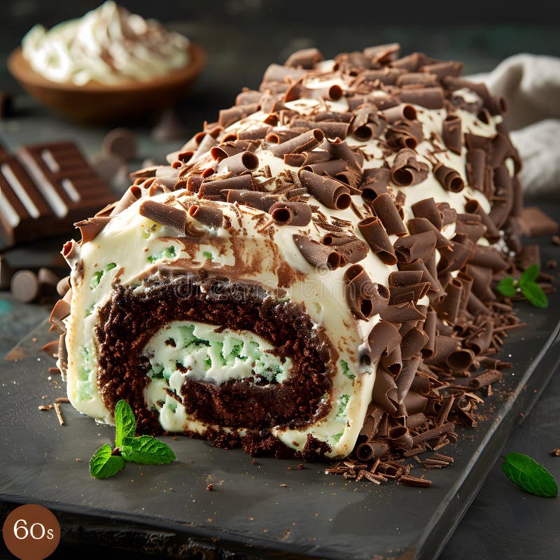 Mint Chocolate Cake Roll stock illustration. Illustration of cake ...