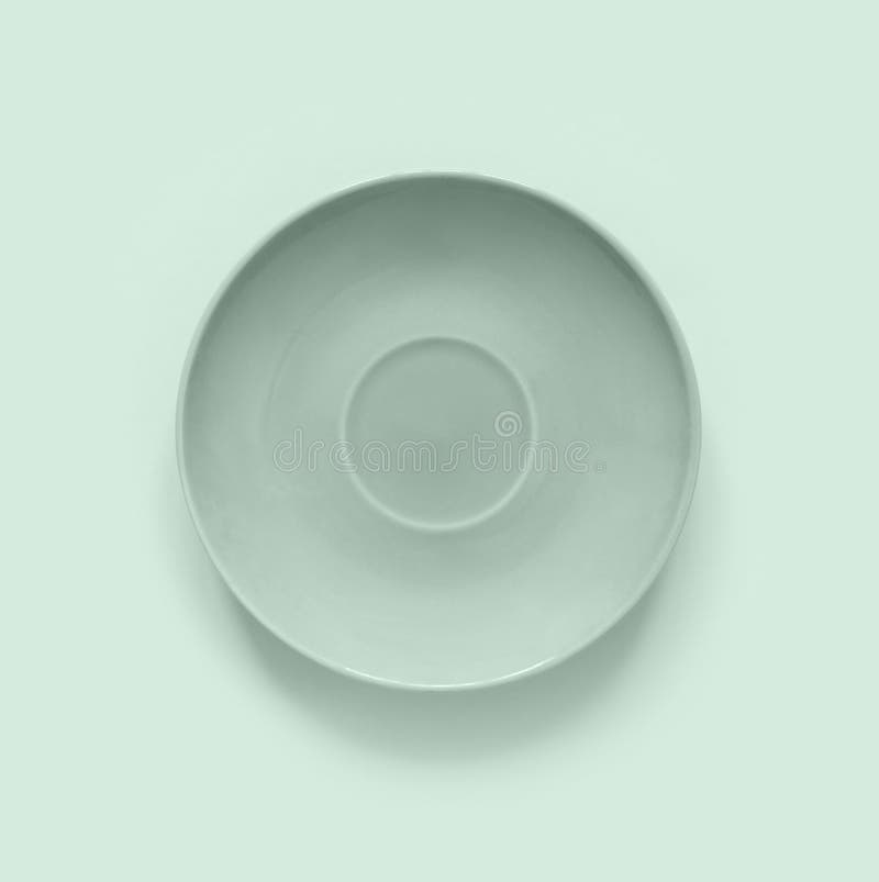Mint Color Plates on Mint Table. Monochrome Minimalistic Image in ...