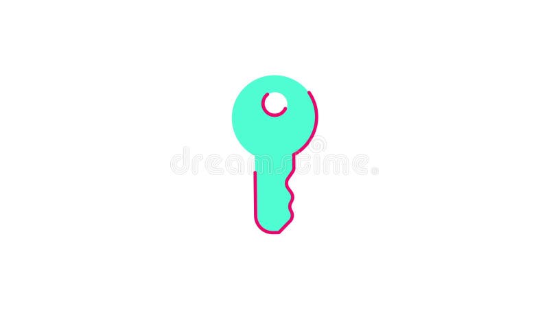 Mint-colored Key on a Clean White Background with Pink Outline ...