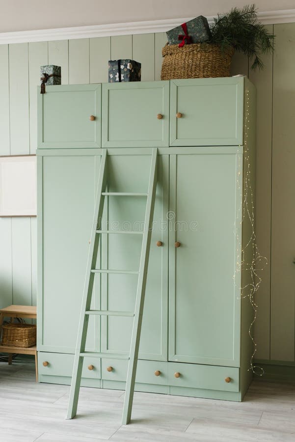 Mint-colored Wardrobe in the Bedroom Decorated for the New Year and ...