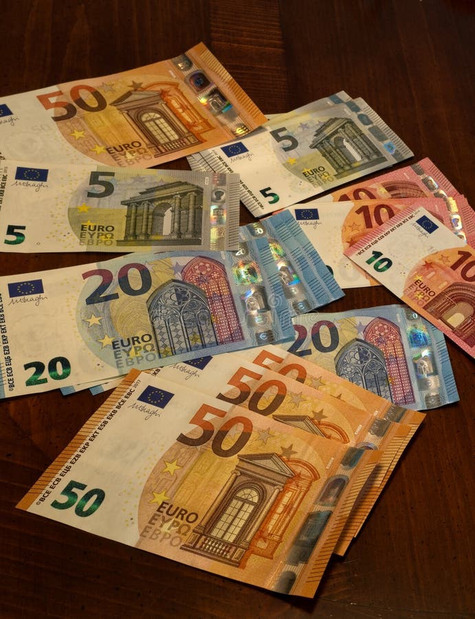 Mint Condition Euros on a Table Stock Image - Image of currency, five ...