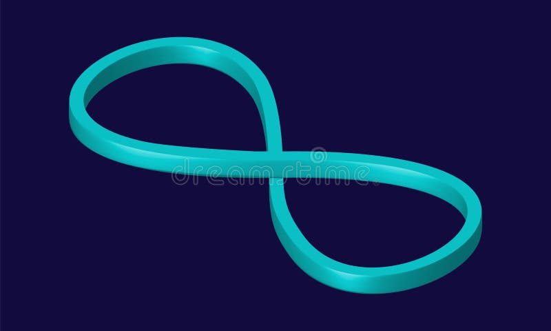 Mint 3D Infinity Symbol on Dark Blue Background. Endless Vector Logo ...