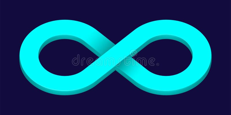 Mint 3D Infinity Symbol on Dark Blue Background. Endless Vector Logo ...