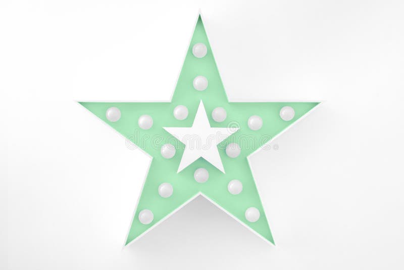 Mint Decorative Star with Lots of Lights on White Background Stock ...