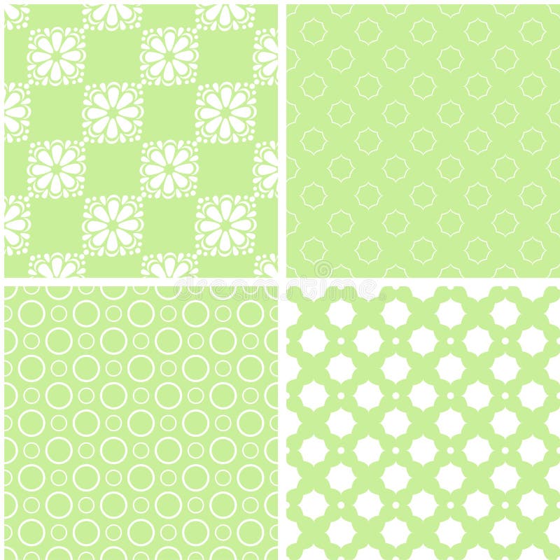 Mint Different Vector Seamless Patterns Stock Vector - Illustration of ...
