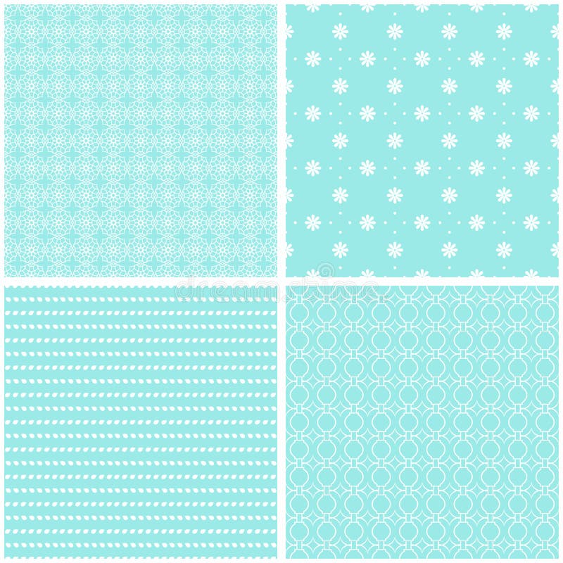 Mint Different Vector Seamless Patterns Stock Vector - Illustration of ...