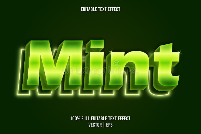 Mint Editable Text Effect Neon Style Stock Vector - Illustration of ...