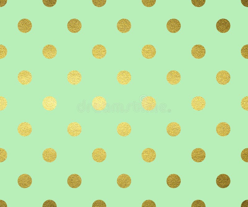 Gold Polka Dots Pattern on Mint Green Background Stock Illustration ...