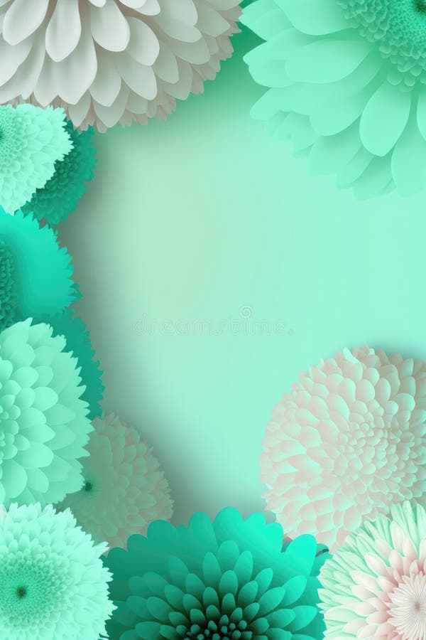 Mint Green Background Silhouettes Flowers Vertical Mobile Postcard ...