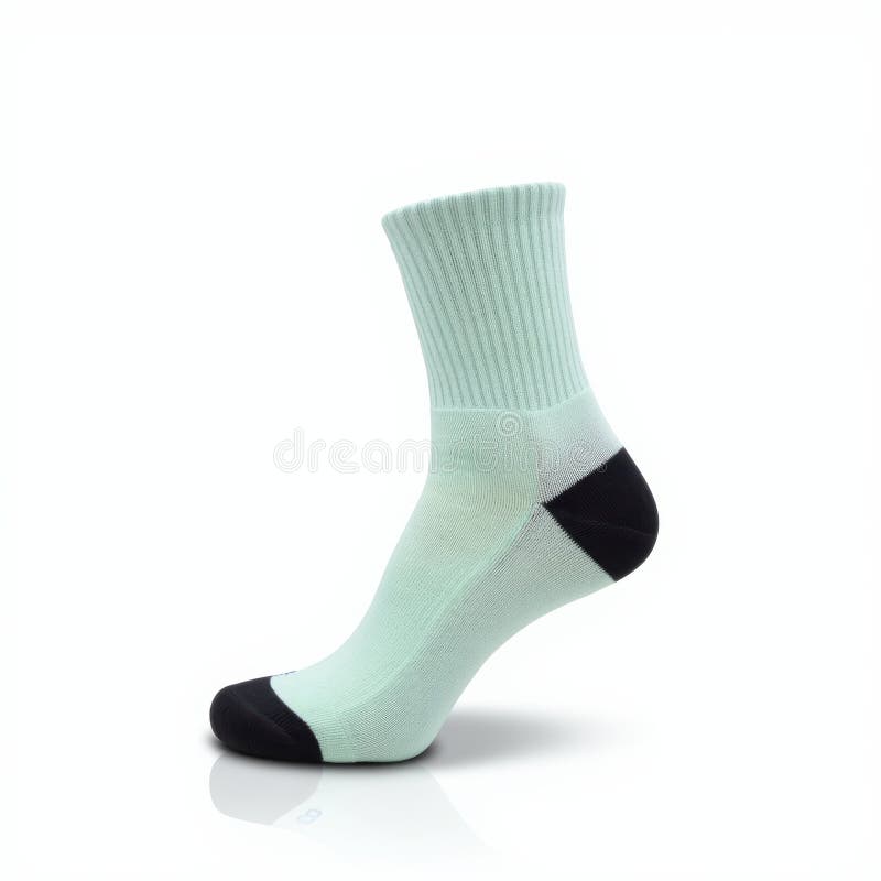 Mint Green and Black Quarter Socks on White Background Stock ...