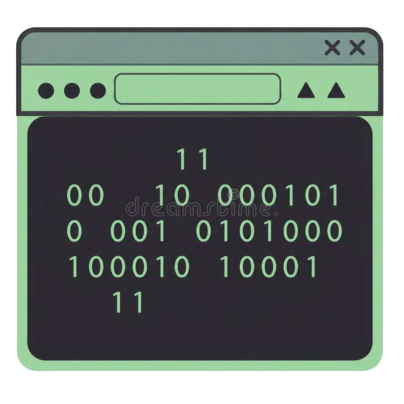 Mint Green Computer Window Showing Binary Code Data Stream Illustration Stock Illustration ...