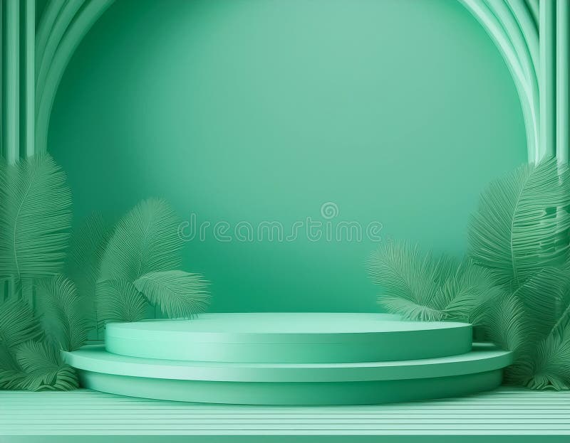 Mint Green Cosmetic Display Stand in 3D Rendering Stock Illustration ...