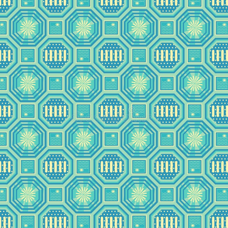 Modern Mint Blue and Green Repeating Floral Pattern Stock Vector ...