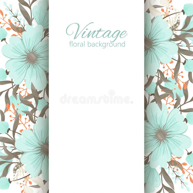 Mint Green Floral Background Flower Border Stock Vector - Illustration ...