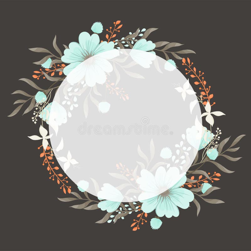 Mint Green Floral Background Flower Border Stock Vector - Illustration ...