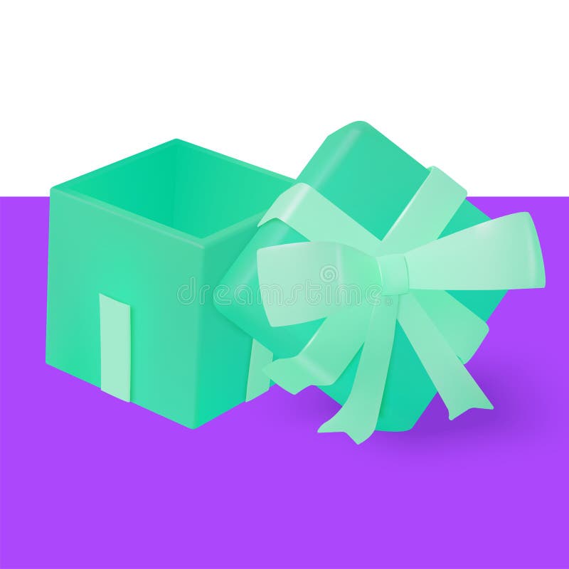 Mint Green Gift Box with Top Next To the Box Stock Vector ...