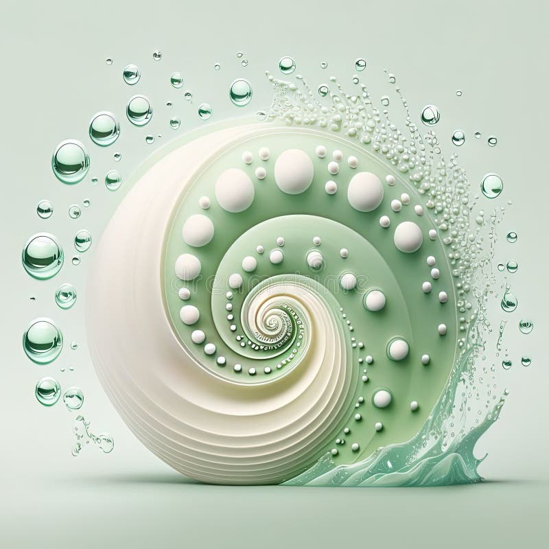 Mint Green and Off White Ceramic Spiral in Splash of Water, Design ...