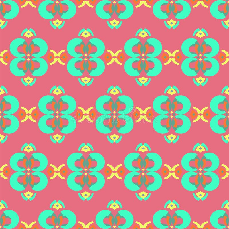 Mint Green and Pink Vector Seamless Repeat Pattern with Curved ...
