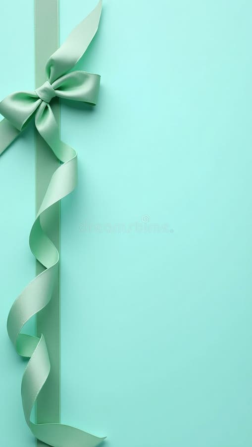 Mint Green Ribbon on Light Blue Background Stock Illustration ...