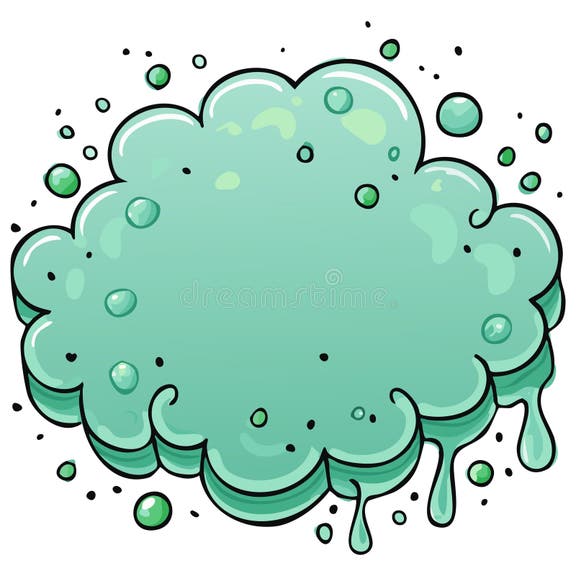 Mint Green Slime Cloud with Bubbles and Dripping Elements Cartoon Style ...