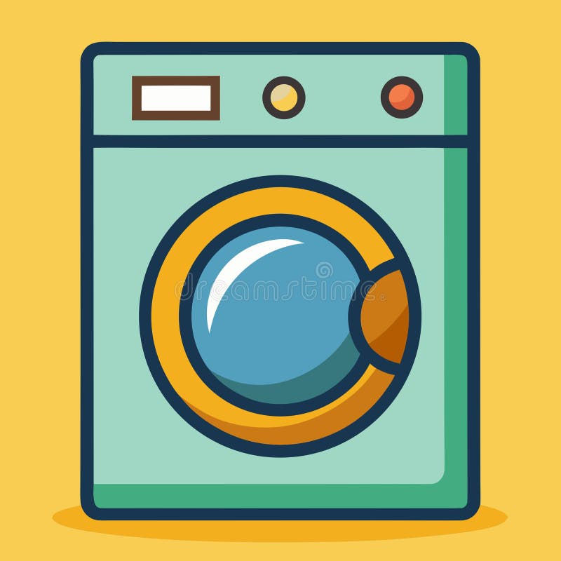 Mint Green Washing Machine with Blue Drum and Orange Accents Appliance ...