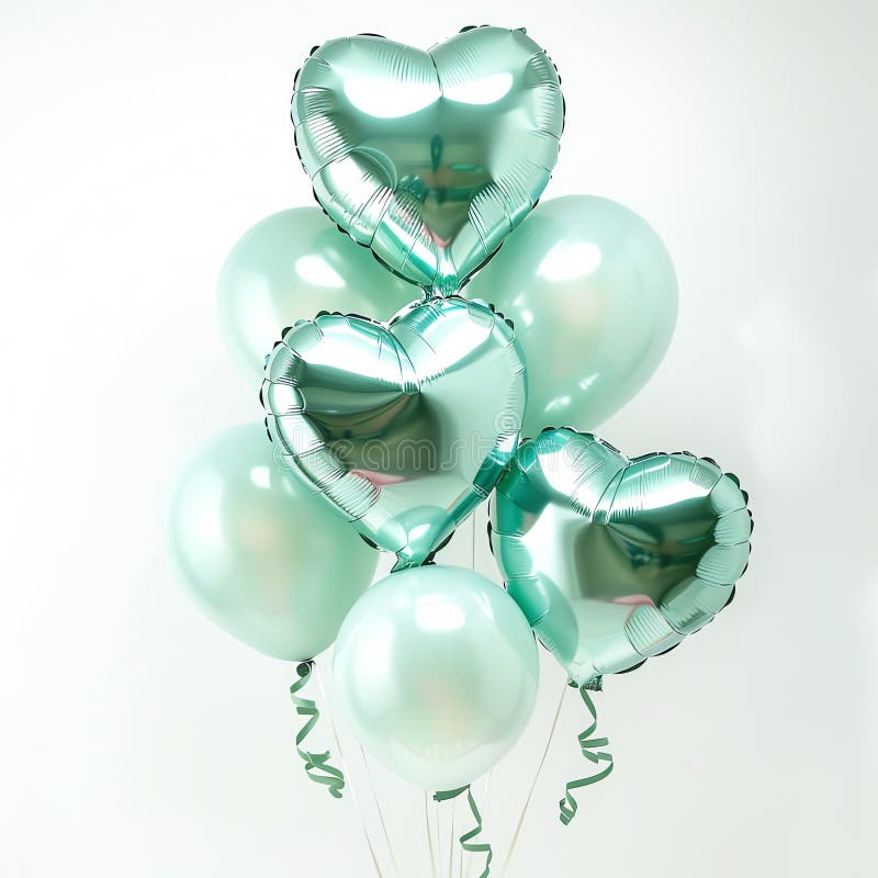Mint Heart Shaped Foil Balloon for Party Stock Illustration ...