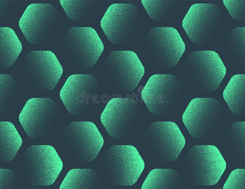 Mint Hexagonal Seamless Pattern Trend Vector Dotwork Tech Abstract ...