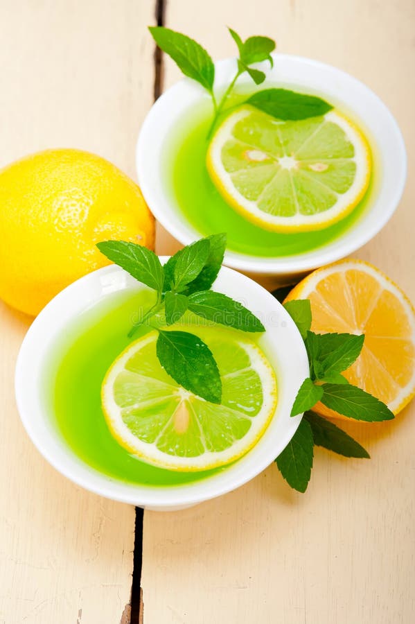 Mint Infusion Tea Tisane with Lemon Stock Image - Image of liquid ...