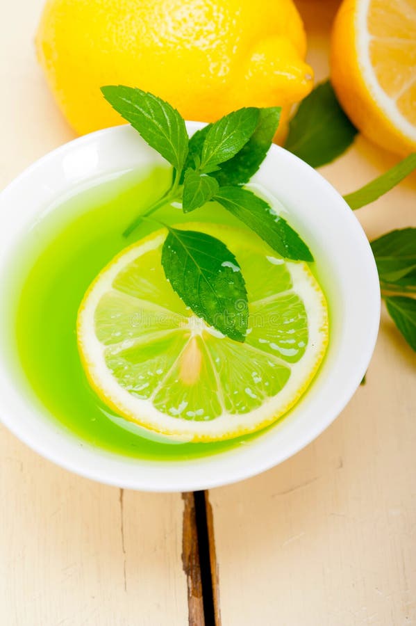 Mint Infusion Tea Tisane with Lemon Stock Image - Image of drink ...