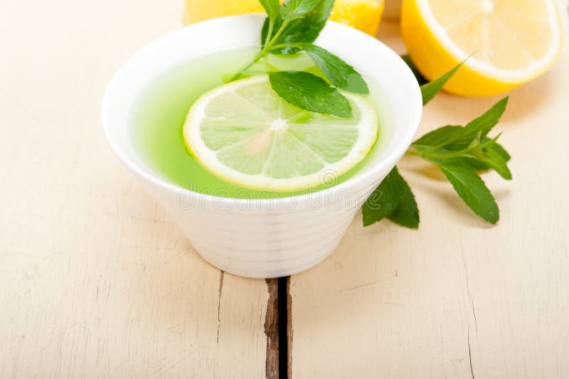 Mint Infusion Tea Tisane with Lemon Stock Image - Image of liquid ...
