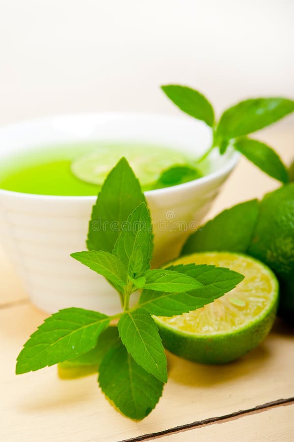 Mint Infusion Tea Tisane with Lime Stock Image - Image of infusion ...