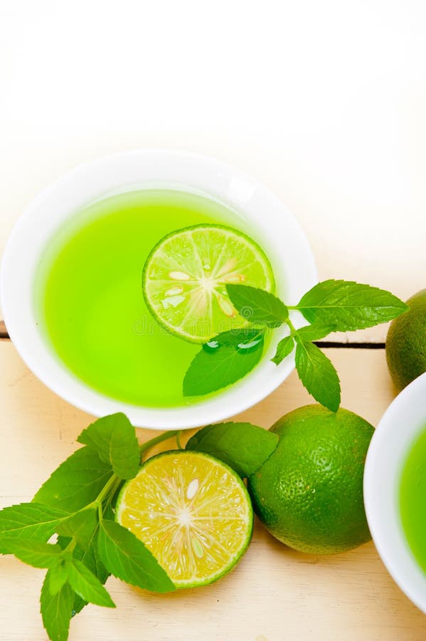 Mint Infusion Tea Tisane with Lemon Stock Image - Image of liquid ...