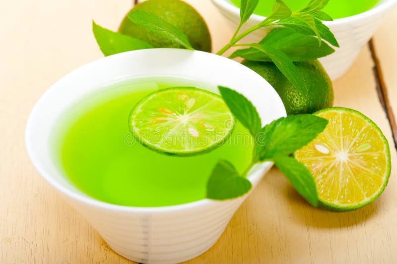 Mint Infusion Tea Tisane with Lime Stock Image - Image of citrus, lime ...