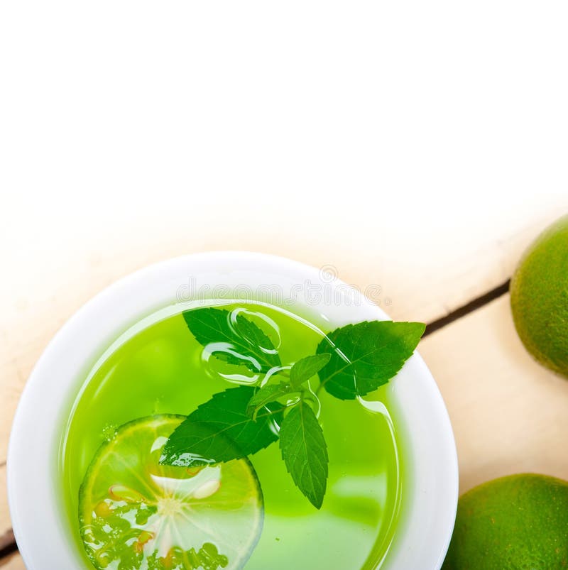 Mint Infusion Tea Tisane with Lime Stock Photo - Image of infusion ...