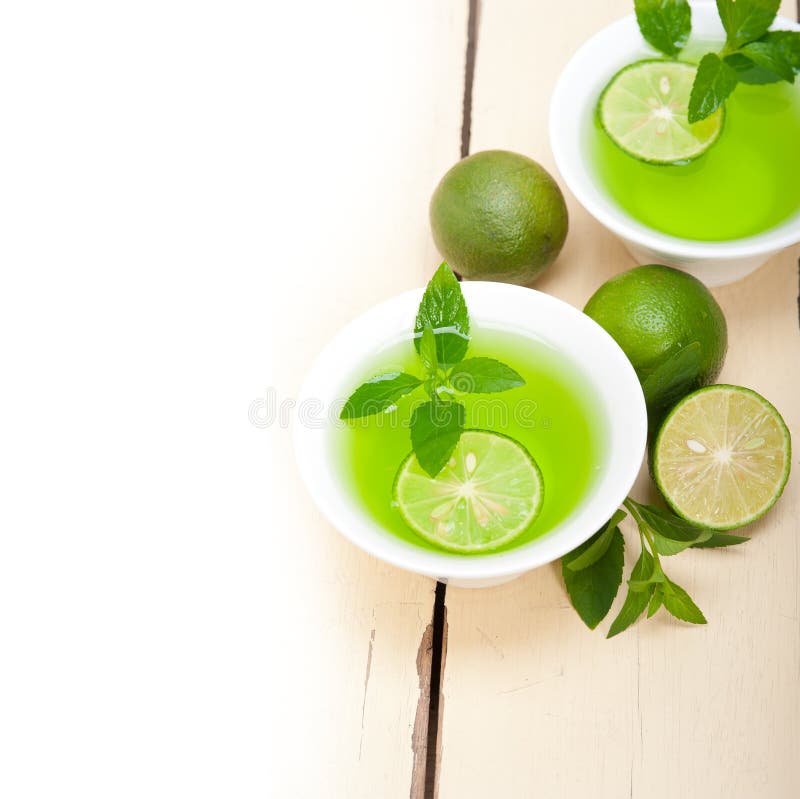 Mint Infusion Tea Tisane with Lemon Stock Image - Image of liquid ...