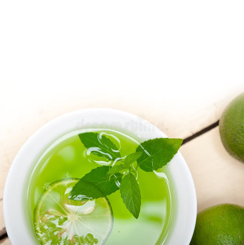 Mint Infusion Tea Tisane with Lemon Stock Image - Image of liquid ...
