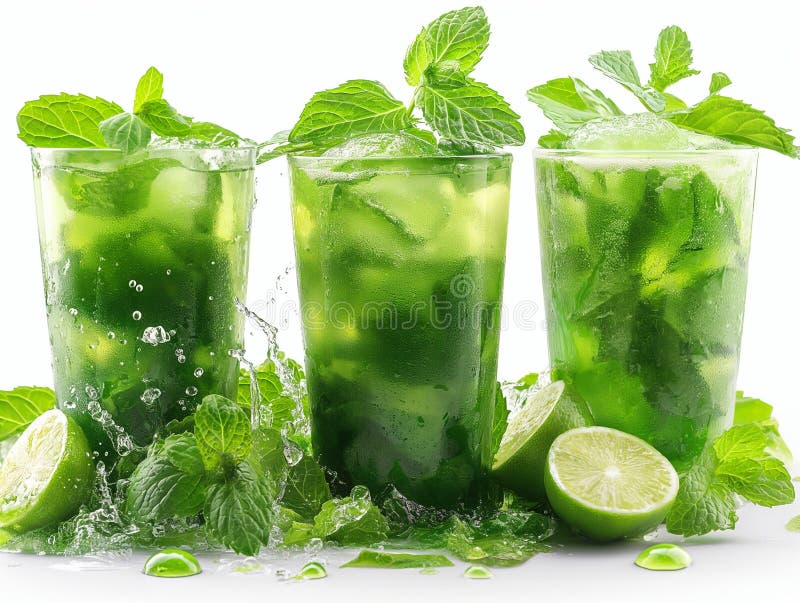 Mint Juice Splashes from a Mint, Splashes of Mint Juice on White ...