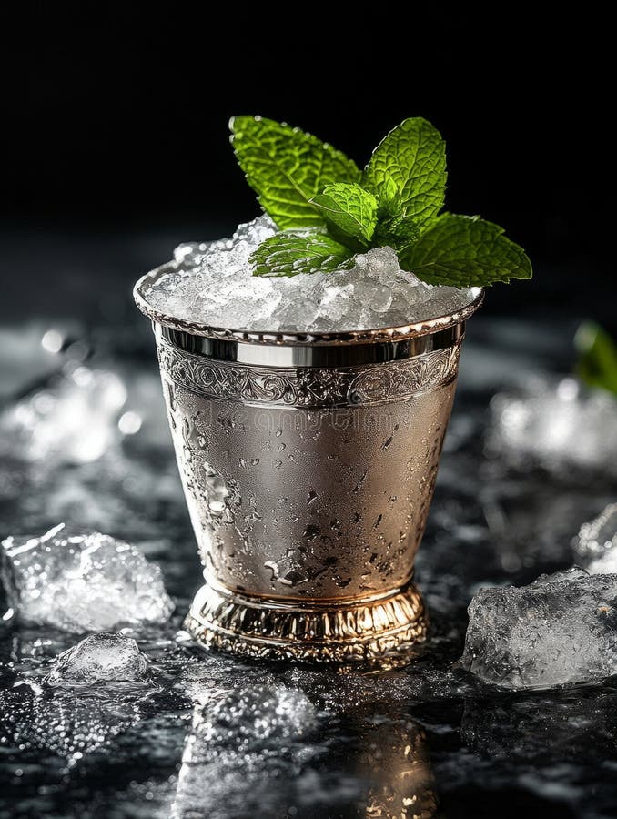 Mint Julep Cocktail Crushed Ice Elegant Silver Cup Stock Photos - Free ...