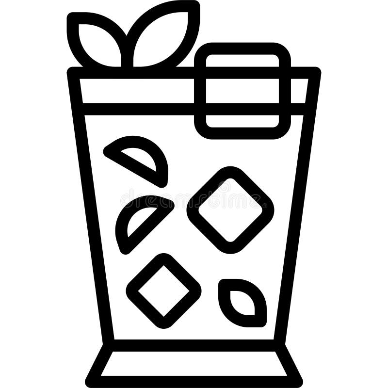 Mint Julep Cocktail Icon, Alcoholic Mixed Drink Vector Stock Vector ...