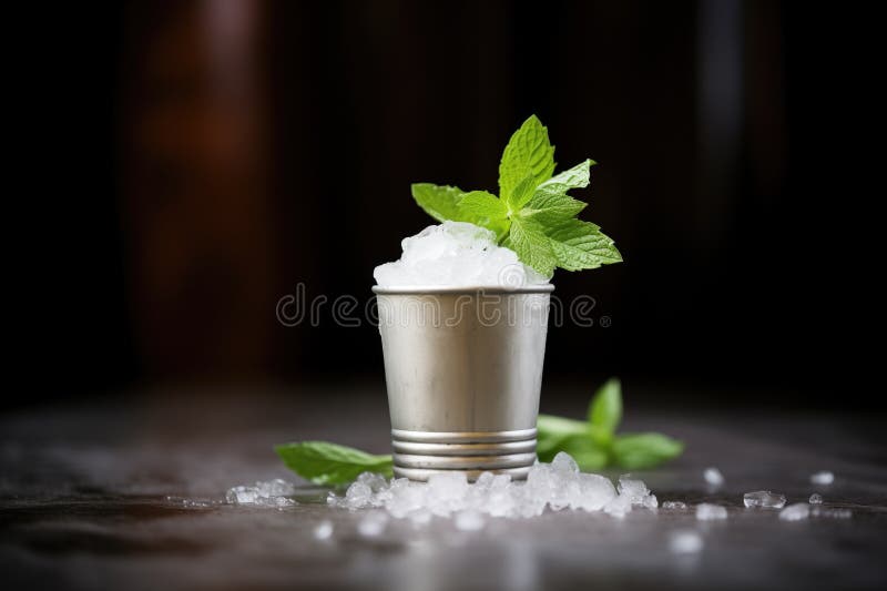 Mint Julep in Pewter Cup with Crushed Ice Stock Image - Image of mint ...