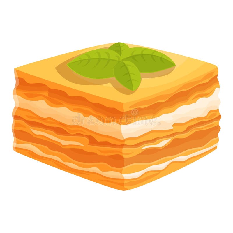 Mint Leaf Cake Icon Cartoon Vector. Napoleon Dessert Stock Vector ...